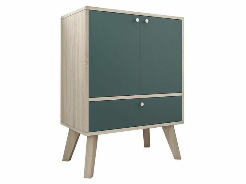 Комод для вещей "Парма 6.1" 60х80х40, дуб сонома / аквамарин