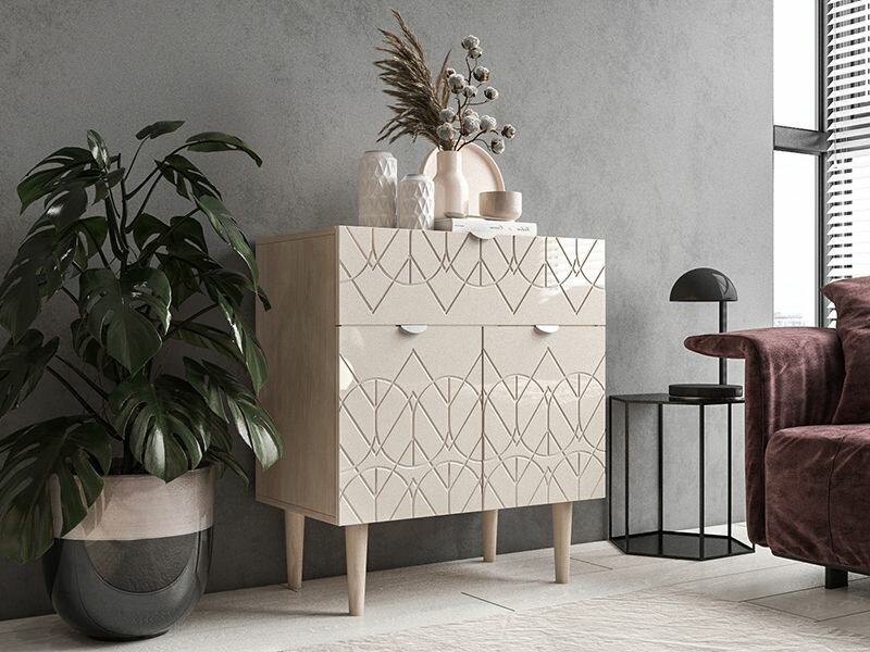 Комод для вещей "Йорк 10" 70х80х40, кремона шампань/ ваниль глянец