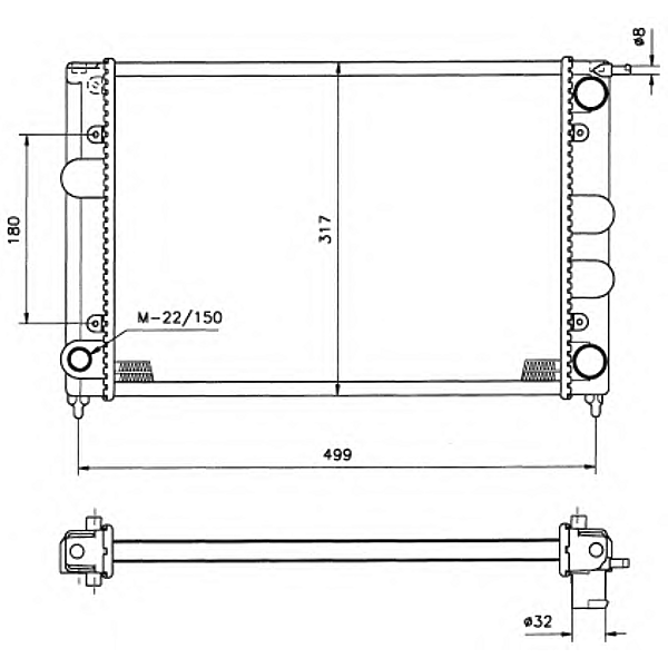 NRF 529505 (191121253D / 191121253K / 191121253L) радиатор системы охлаждения\ VW Golf (Гольф) / jetta 1.5-1.8 83