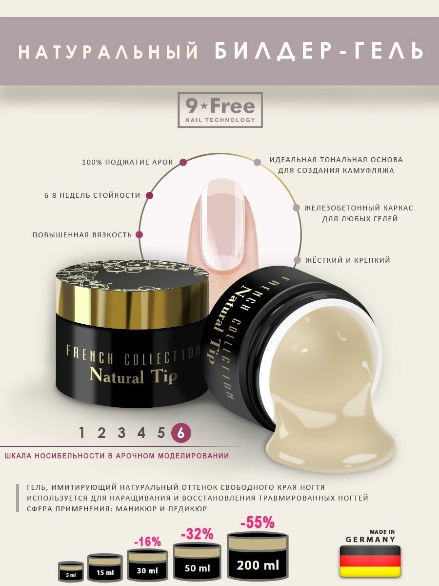 Скульптурный гель для ремонта ногтей Natural Tip, 15 мл.