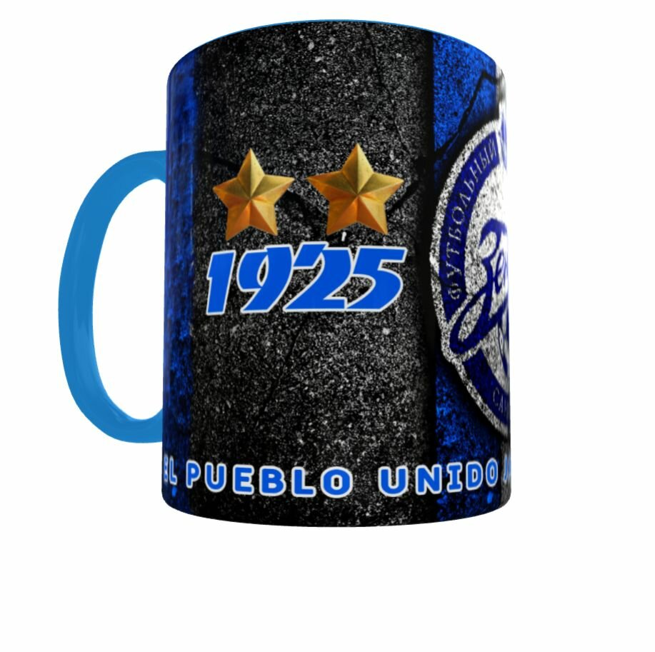 Зенит ФК, Кружка (Бокал) премиум класса /Футбольный клуб Зенит/Идеальный, стильный бокал, для идеального болельщика, легендарного ФК/Питерский Зенит/Синяя-Цвет Зенитушки/С легендарной надписью, Пока мы едины-Мы непобедимы/1925 год ДР Зенитушки/Две звезды