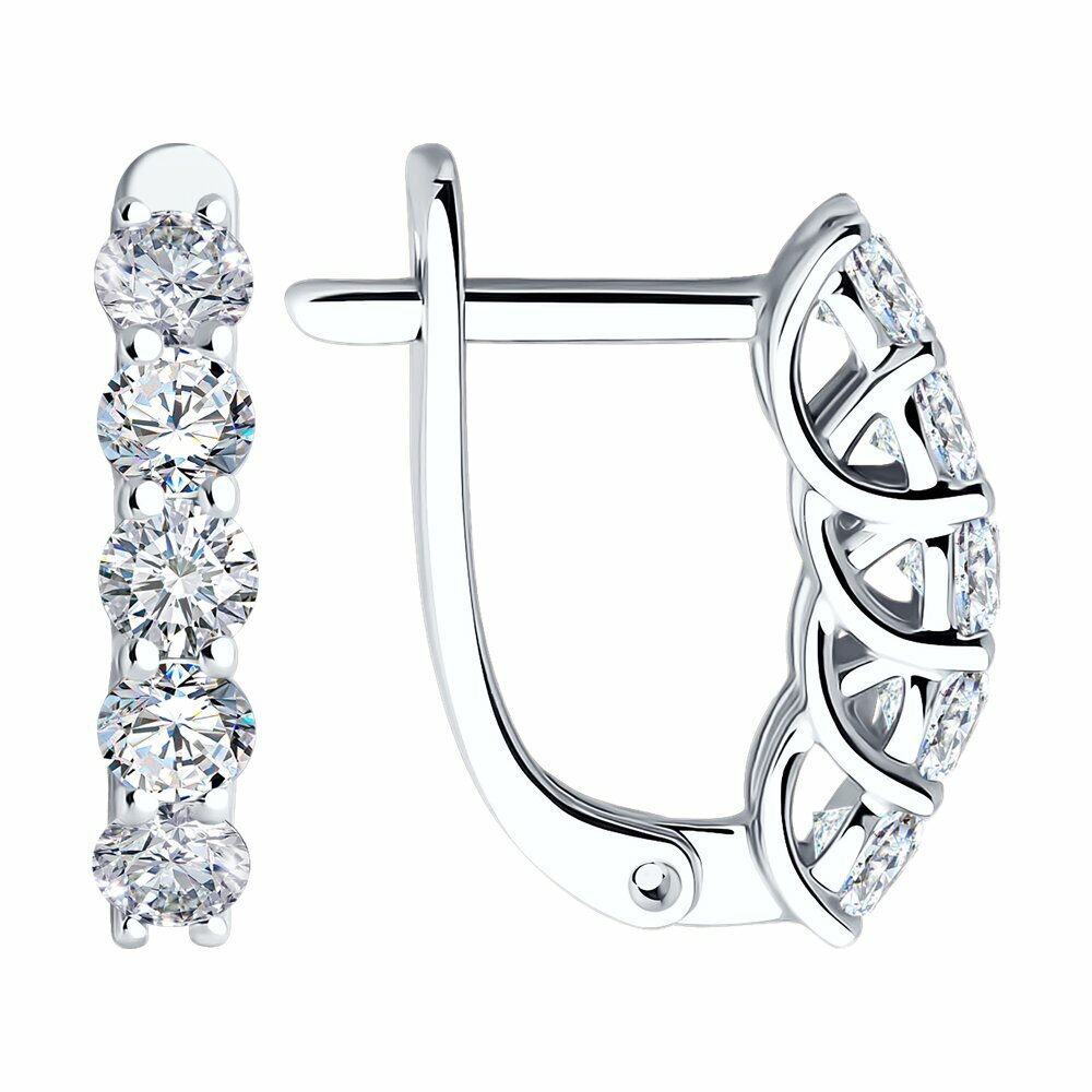 Серьги, белое золото, 585 проба, бриллиант