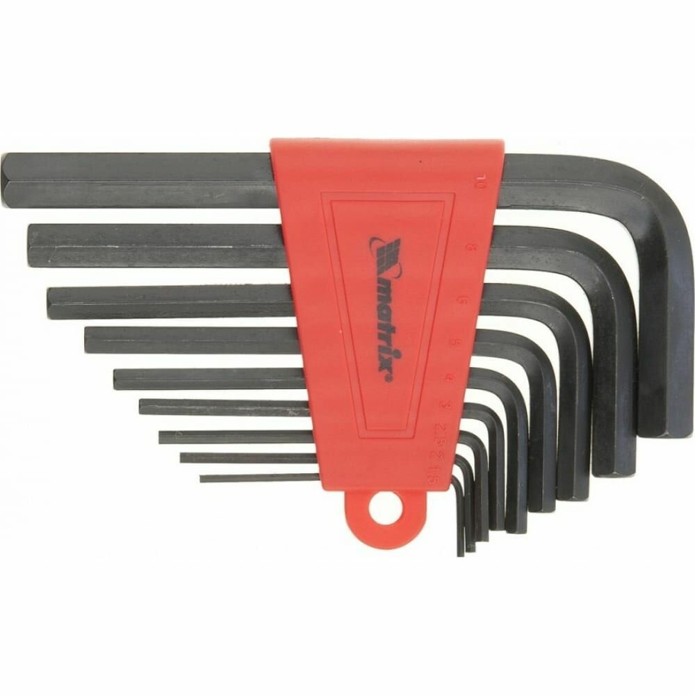 MATRIX Набор ключей имбусовых HEX 1,5-10 мм, CrV, 9 шт. 11226