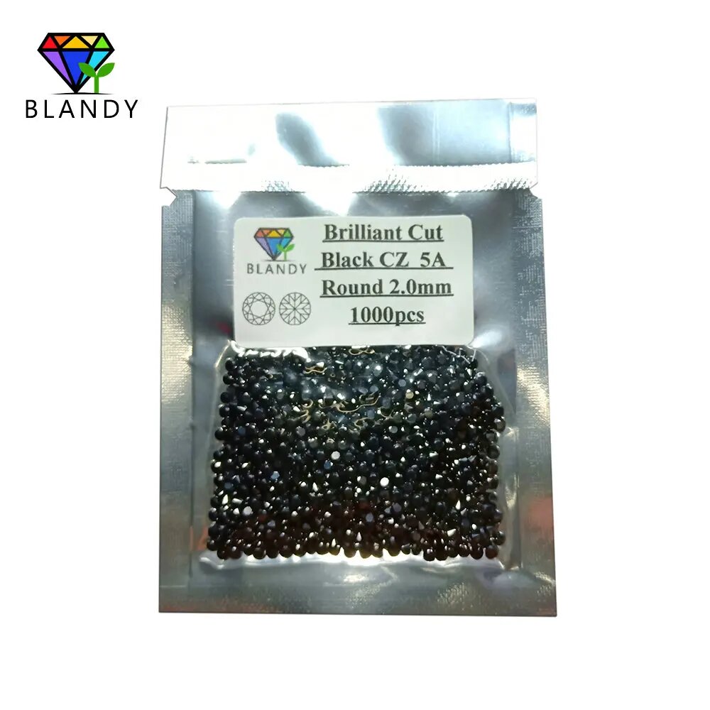 Синтетические кубические цирконии QINGYIGEM разных цветов 0,8-3 мм Черный, 0.9mm(1000pcs), Black