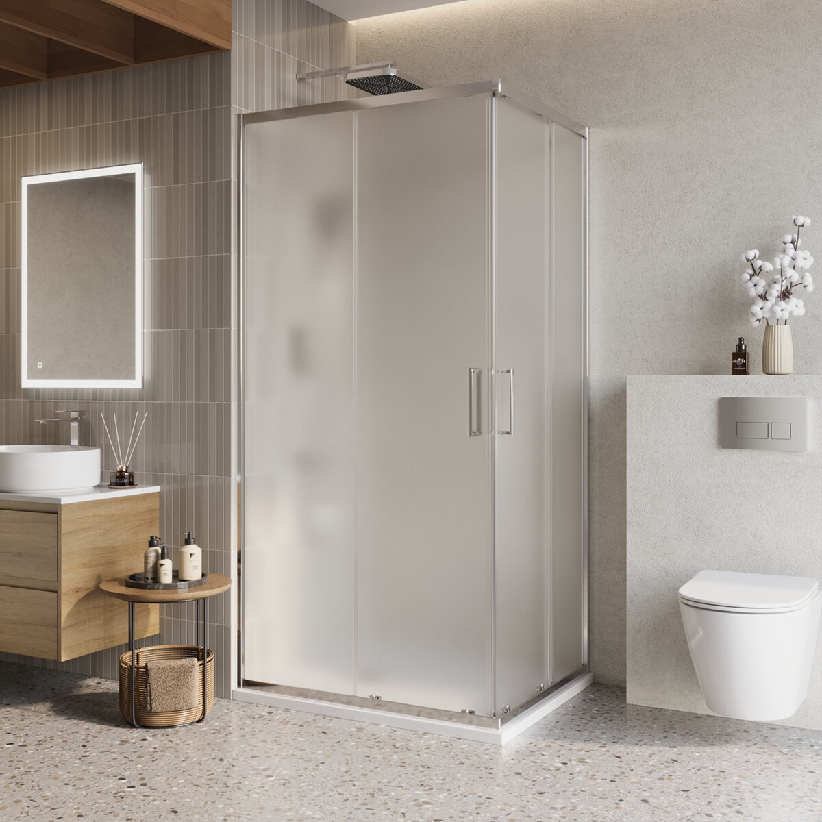 Душевой уголок BelBagno Luce 100x80 LUCE-AH-2-100/80-P-Cr стекло рифленое, профиль хром, без поддона
