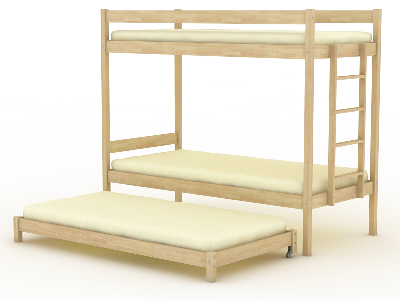 Трёхъярусная кровать "Берёзка 15.1" без покрытия, 90x190 см, ORTMEX