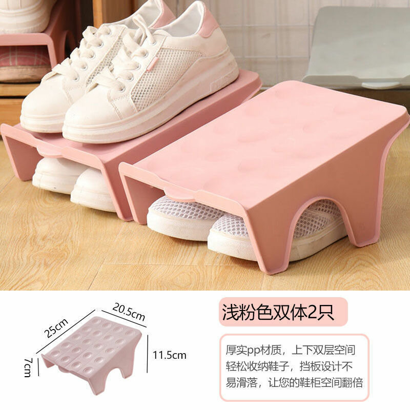 Пластиковая двухслойная обувная полка, двухслойный обувной шкаф, интегрированный органайзер для обуви и тапочек от Wang Tao
