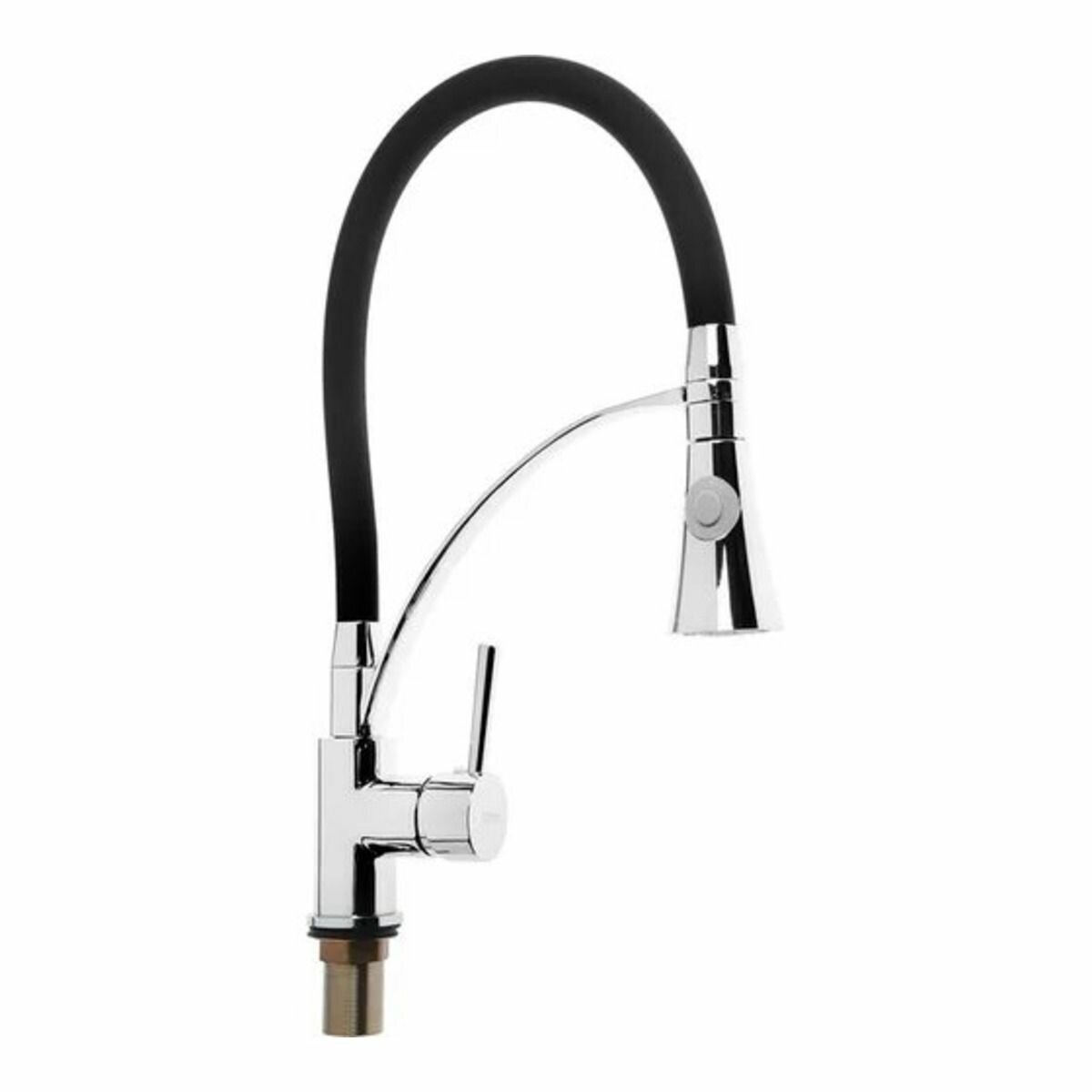 Смеситель для кухни ZEIN, гибкий излив, картридж керамика 40 мм, латунь, хром/черный 744405