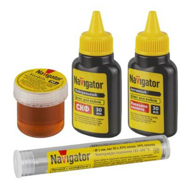NAVIGATOR набор для пайки из 4 предметовпаяльник, припой, флюс и держатель