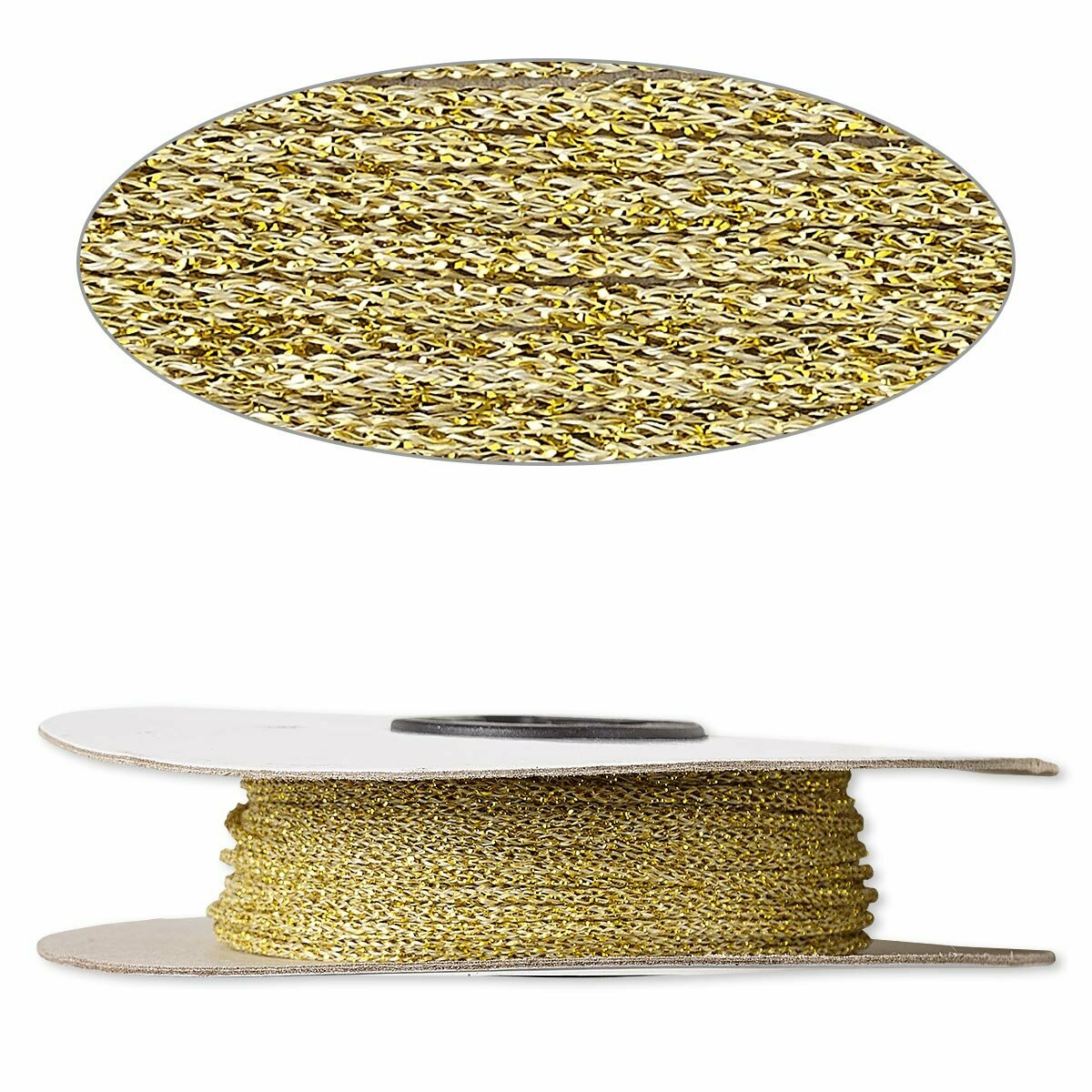 Шнур синтетический нейлоновый, около 1.5мм, плетеный, бело-золотистый, 5 метров