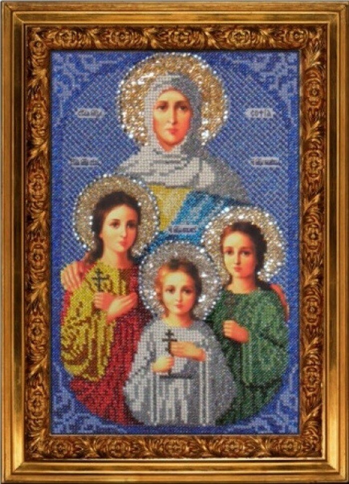 Набор для вышивания Вышиваем бисером #L-20 Вера, Надежда, Любовь и мать их Софья, Вышивка бисером, 12 x 27 см