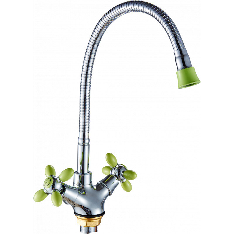 Смеситель для кухни с гибким изливом Hansen H52052-T зеленый/хром