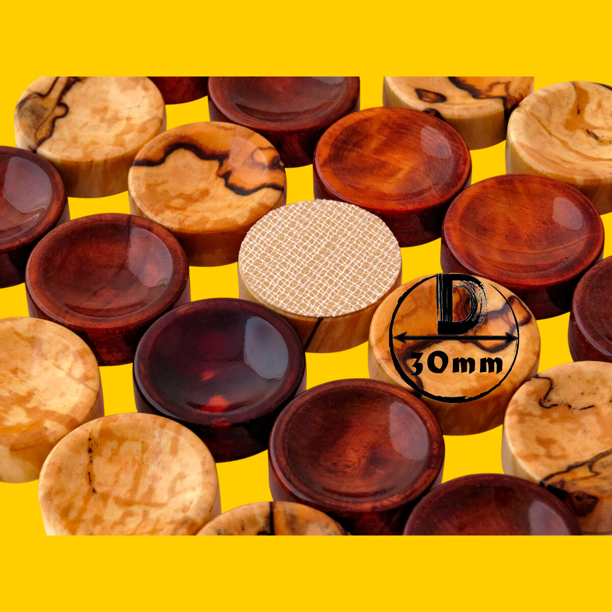 Фишки для нард 30 мм Берёзовый Кап (коричневого цвета, с подклейкой)
