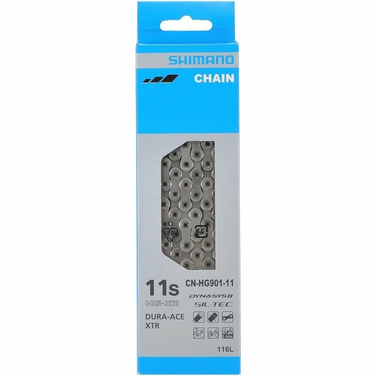 Цепь Shimano XTR HG901, 11 скоростей, 116 звеньев, замок пин, ROAD/MTB/E-BIKE