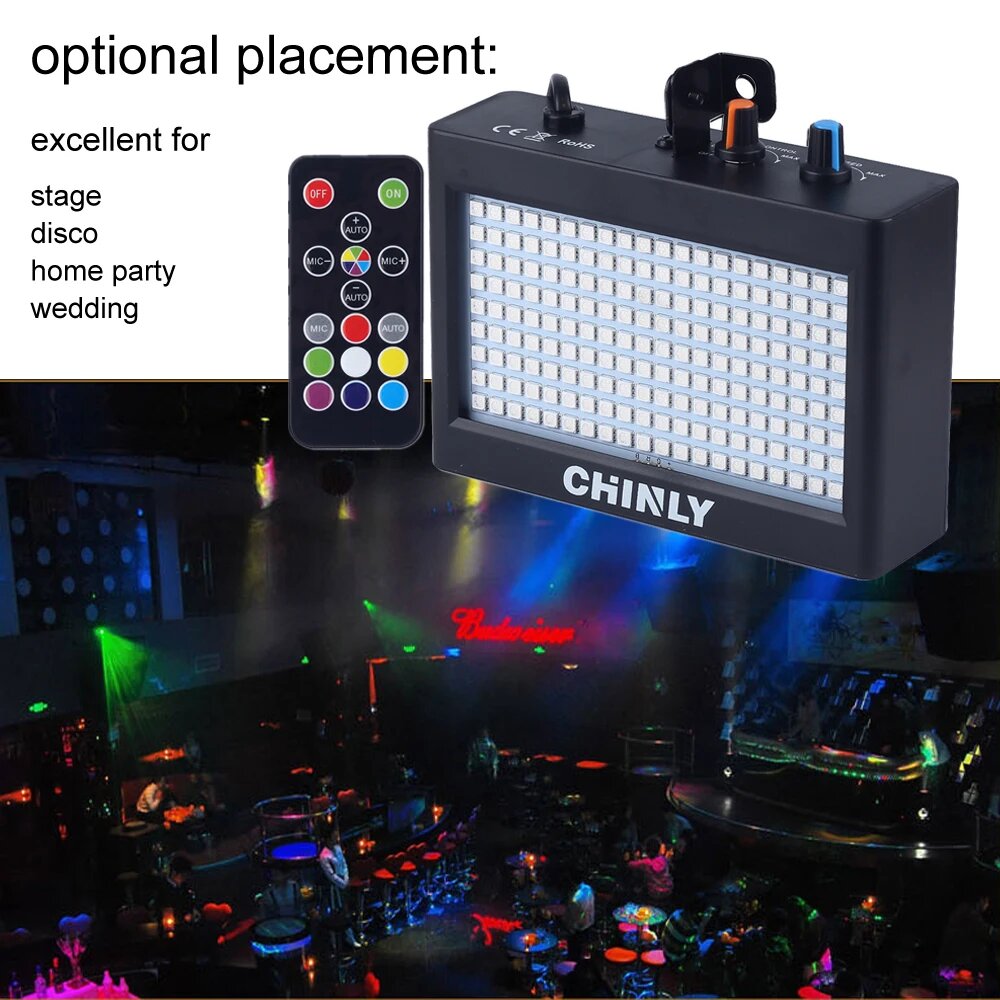 CHINLY Стробоскоп 180 LED RGB 35W, EU Plug