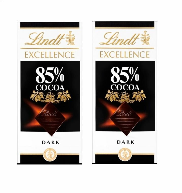 Шоколад горький Lindt Excellence 85% COCOA DARK / NOIR PUISSANT, 2 шт. х 100 гр. (Франция)