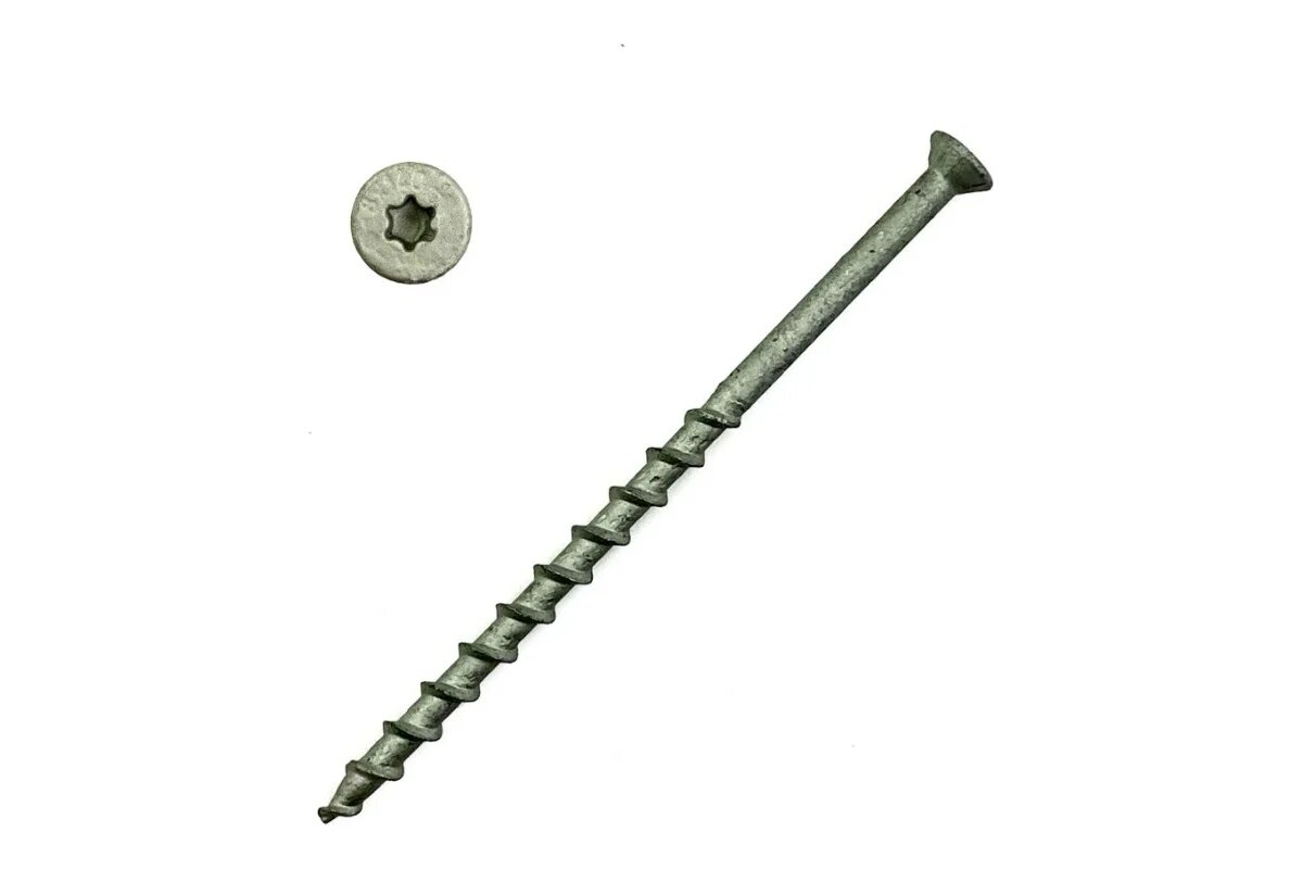 Шуруп для пенобетона Rusconnect GS 08080 8x80 мм с потайной головкой TORX и белым цинковым покрытием