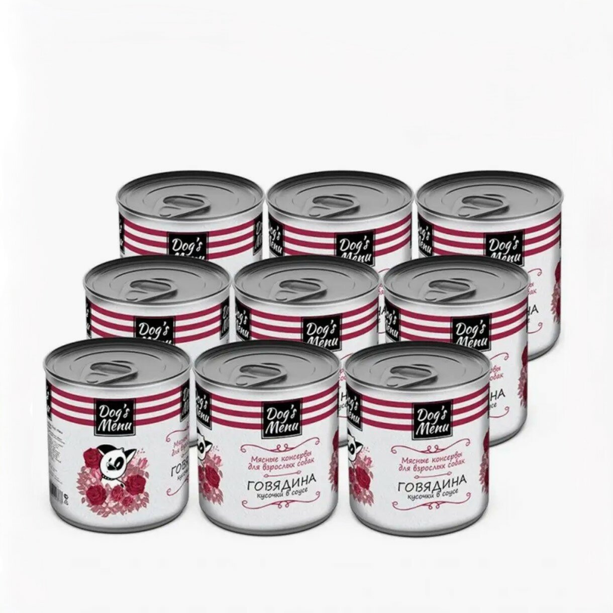 Dog`s Menu консервы для взрослых собак с говядиной кусочки в соусе 750г*9шт