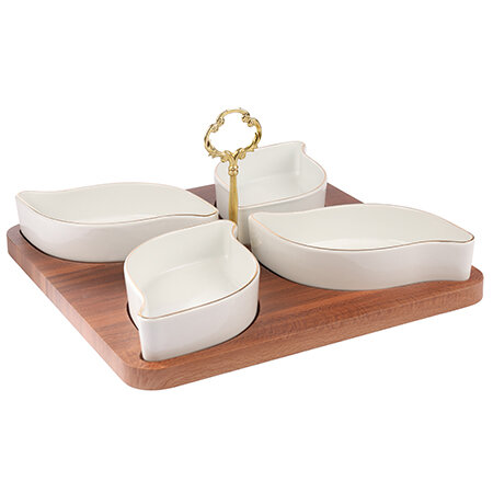 Менажница на подставке 4 блюда 6пр керамика LR 90032-319 KSMB-90032-319