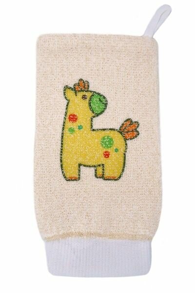 Мочалка Vival детская, рукавица из хлопка с рисунком