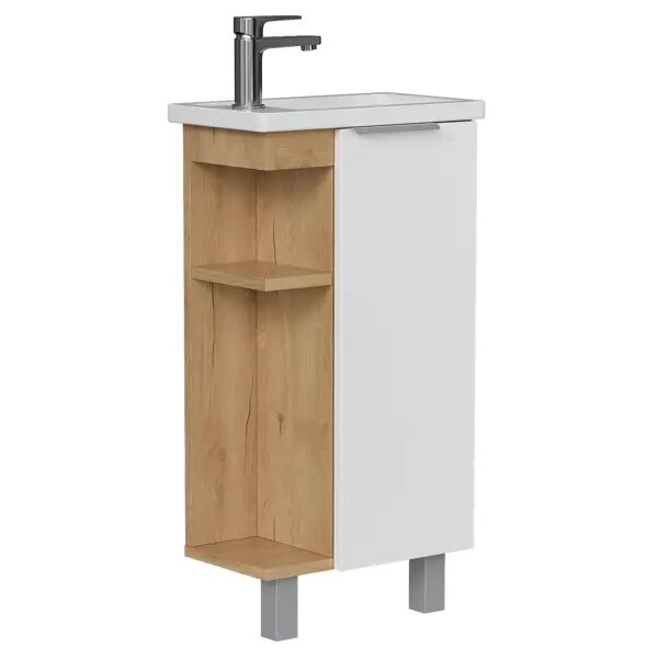 Тумба под раковину Сохо KONSENSA напольная 40 см цвет дуб гудзон золотой/белый софт тач