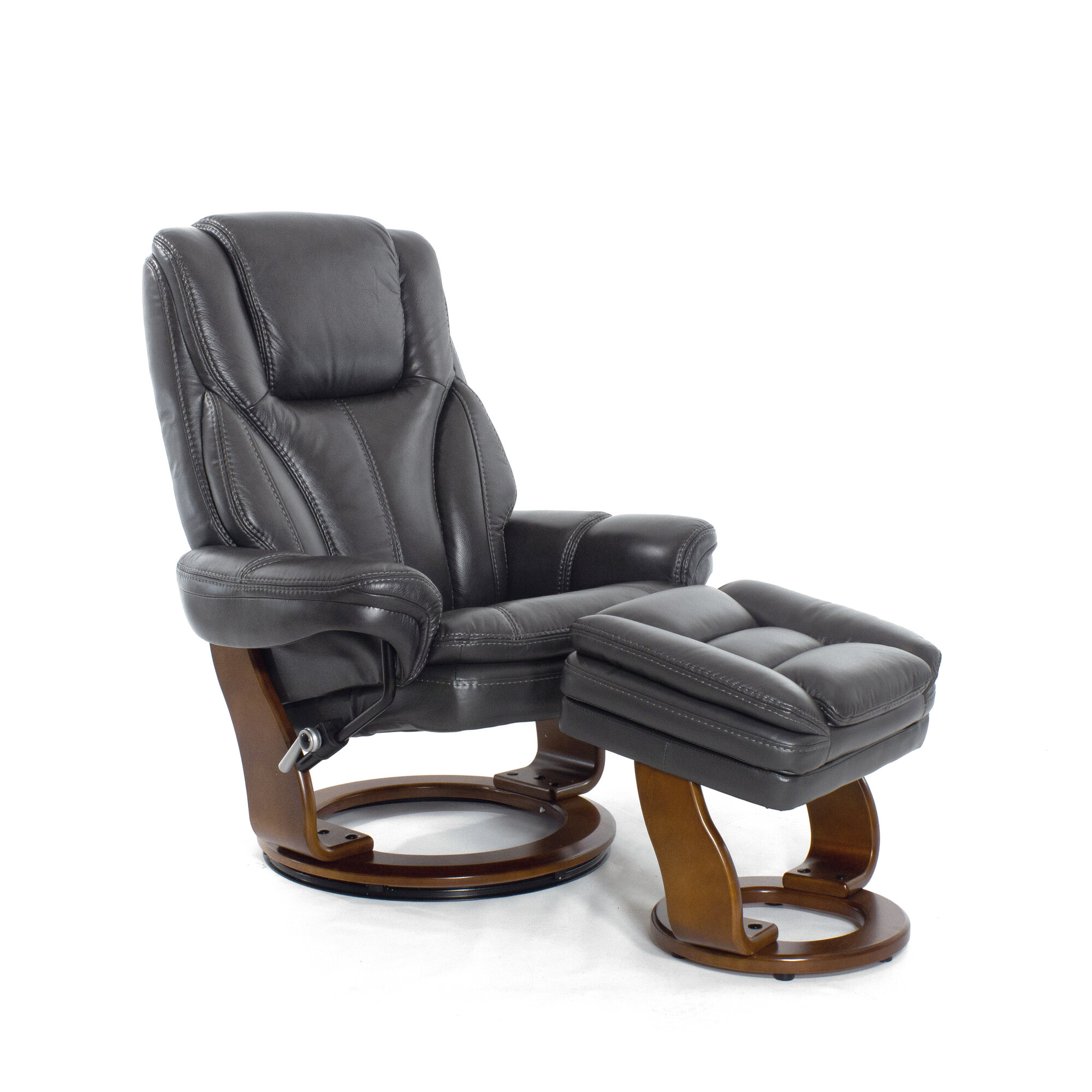 Кресло реклайнер FALTO «Relax Hana» темно-серое, механическое, натуральная кожа