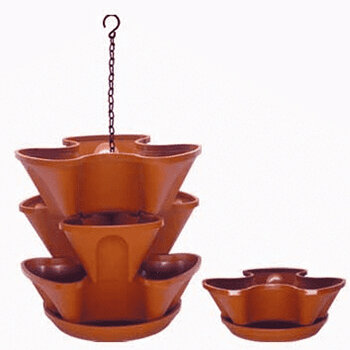 Цветник многоярусный "Каскад" (терракотовый) с подвеской, пластик