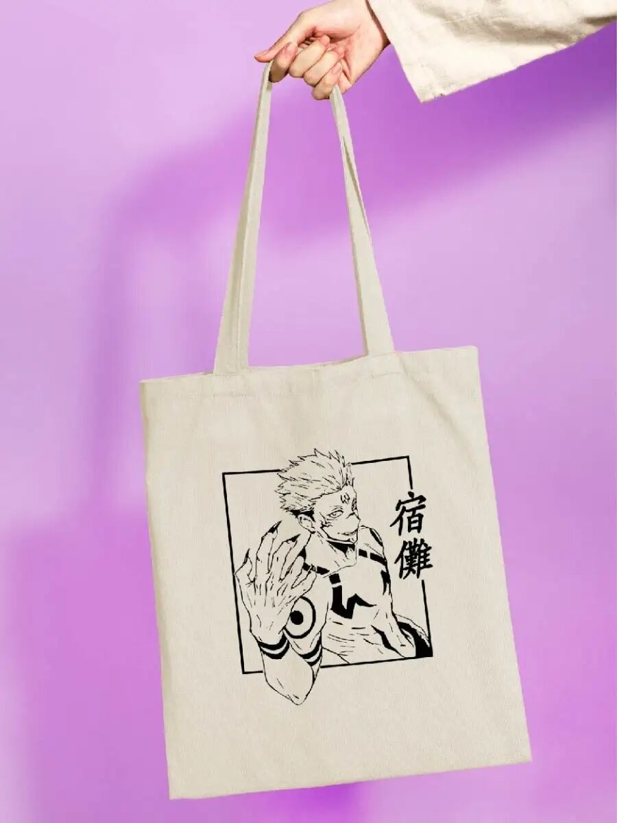 Сумка шоппер  с принтом аниме Рёмен Сукуна