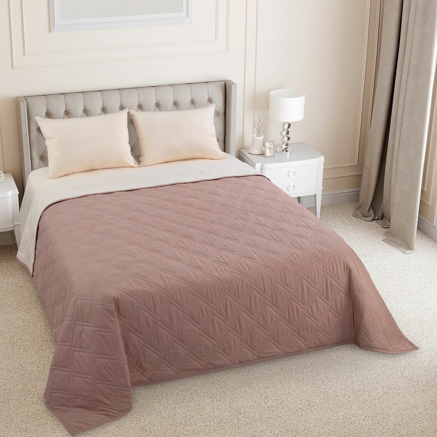 Покрывало из Перкали 260х225 Стеганое Рудбекия/ Евромакси