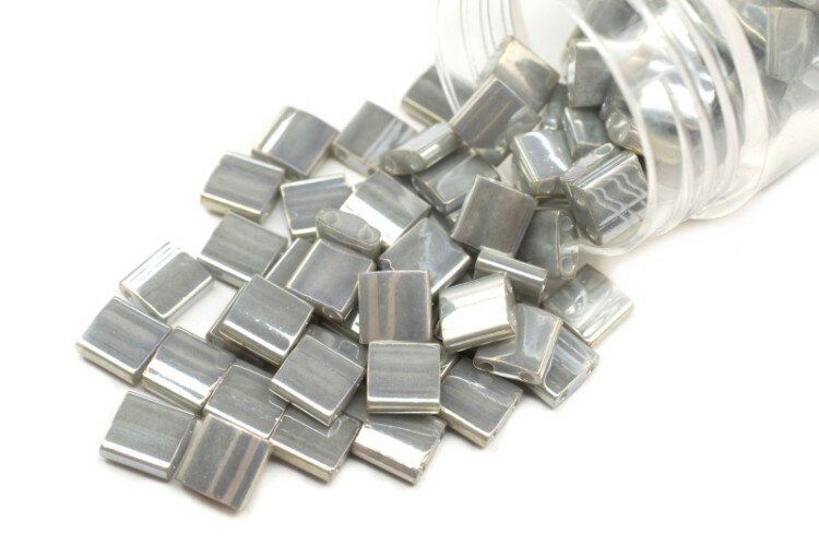 Бисер японский MIYUKI TILA #1865 серый, гальванизированный глянцевый, 5 грамм