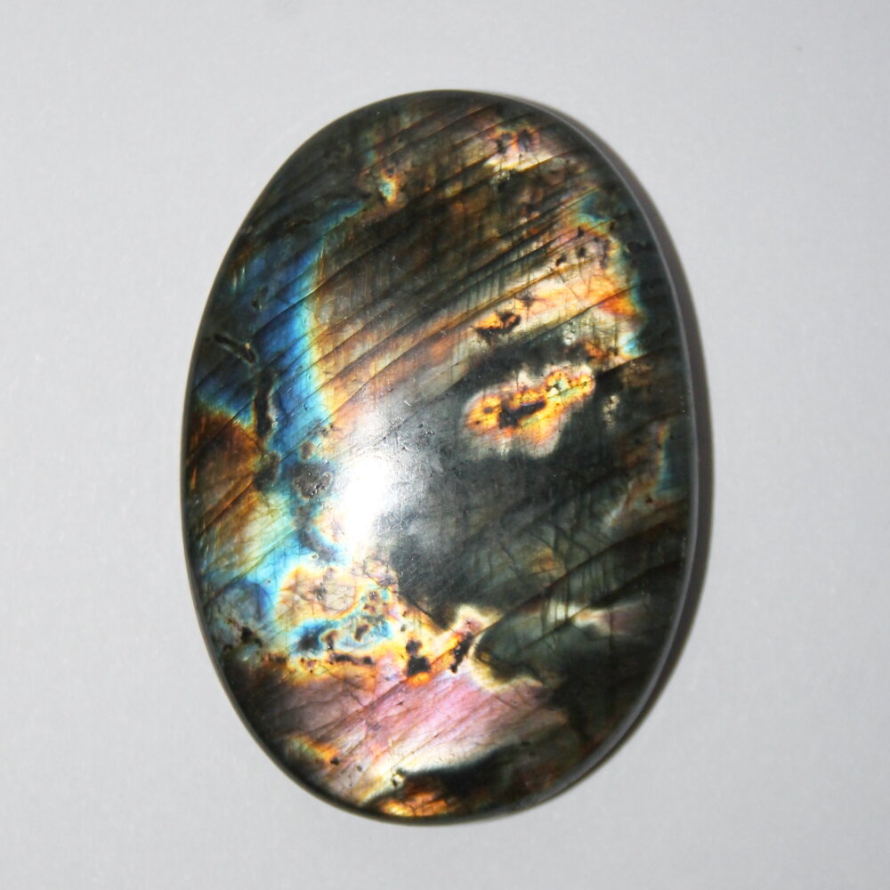 Лабрадор кабошон, натуральный камень, 49х34х5 мм, Мадагаскар, "True Stones"