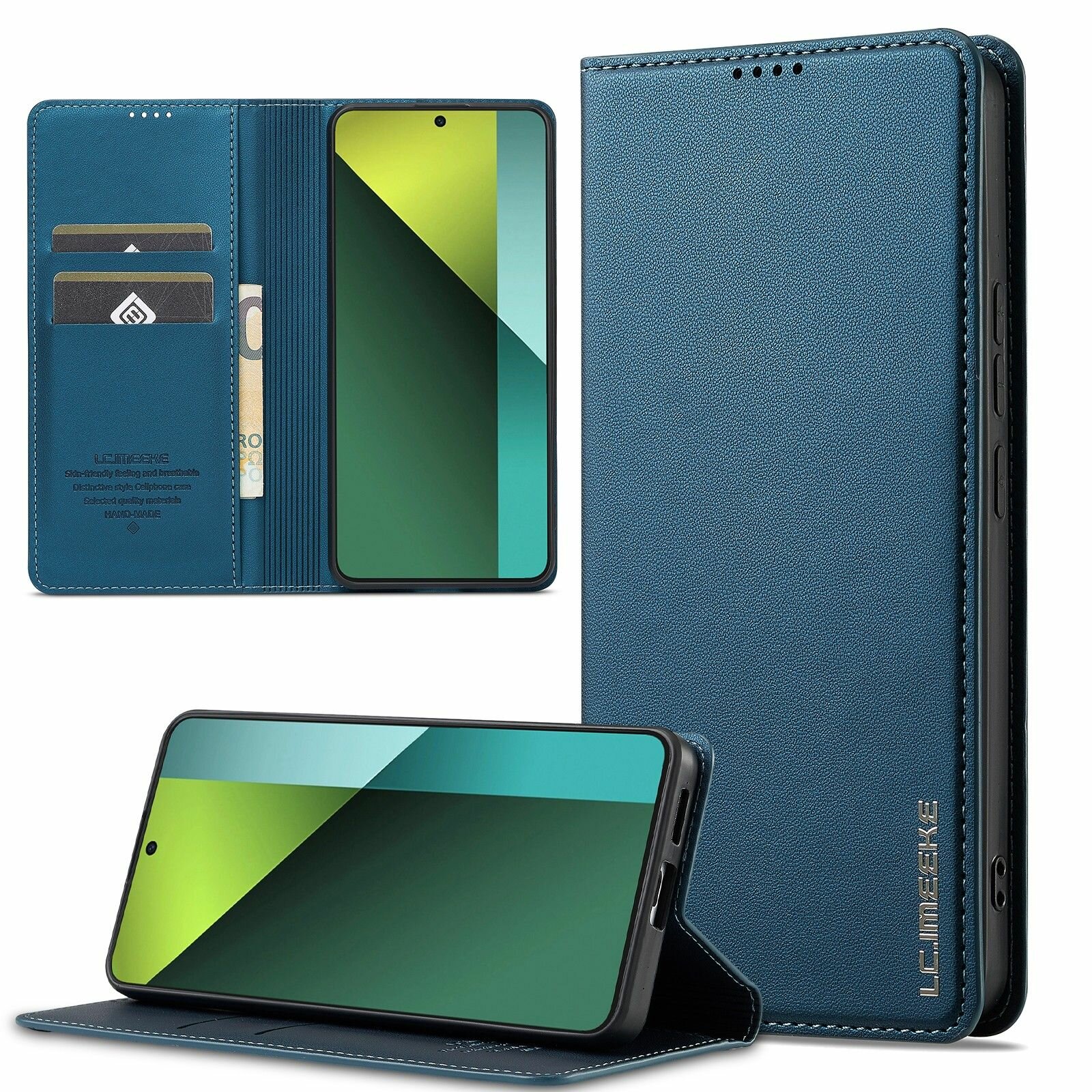 Подходит для Redmi Note 13 5G / Редми Нот 13 5G (Недоступно для 4G) , чехол Кожаный , Магнитные пряжки, кронштейны