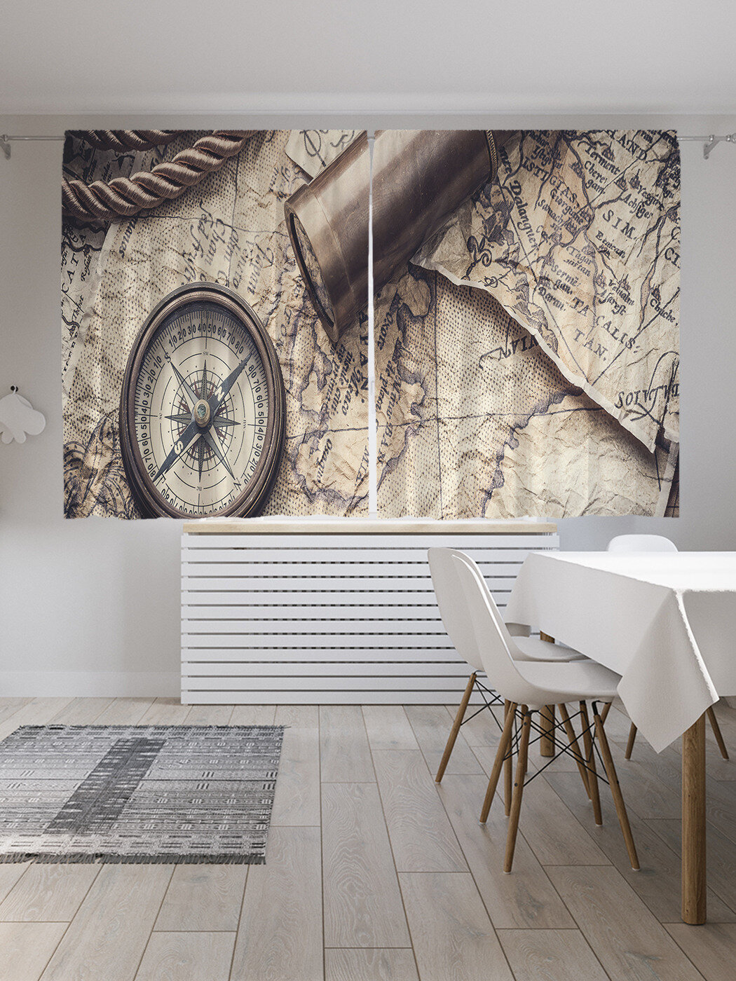 Фотошторы короткие "Готовность к путешествию", 2 полотна шириной по 145 см, высота 180 см, JoyArty