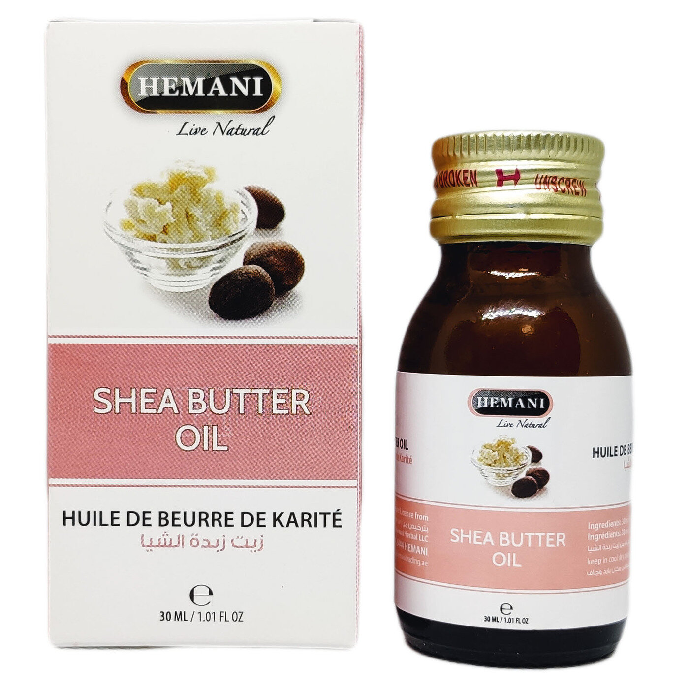 Масло Ши Hemani, 30 мл, 100% натуральный продукт без добавок