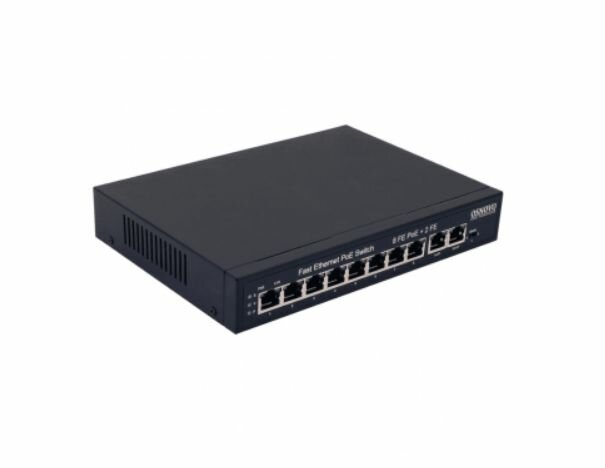 PoE коммутатор Osnovo SW-21000(120W) 8 x FE с поддержкой PoE (IEEE 802.3af/at), 2 x FE, до 30W на порт, суммарно до 120W