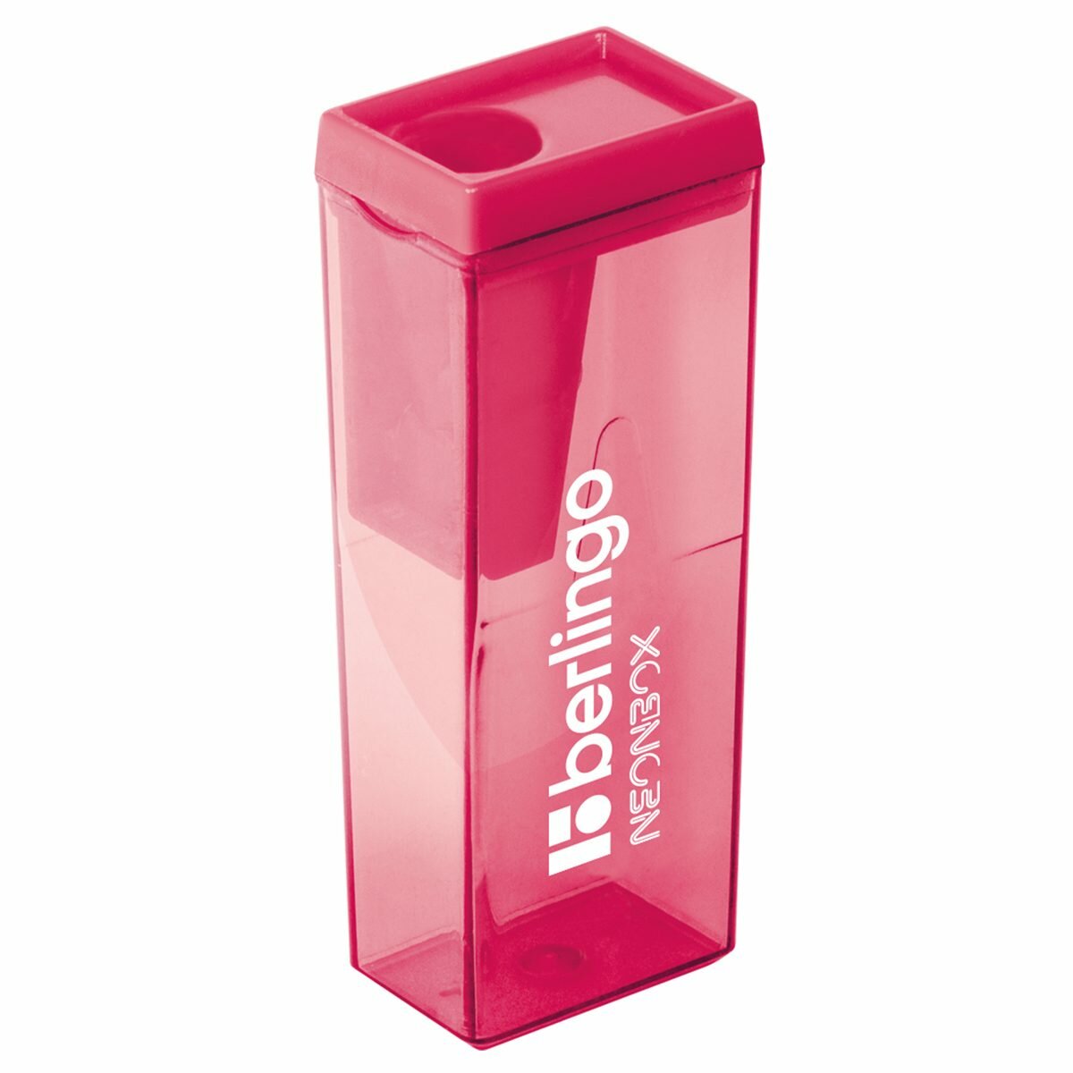 Точилка ручная пластиковая Berlingo NeonBox (1 отверстие, с контейнером) (BBp_15008), 1шт.