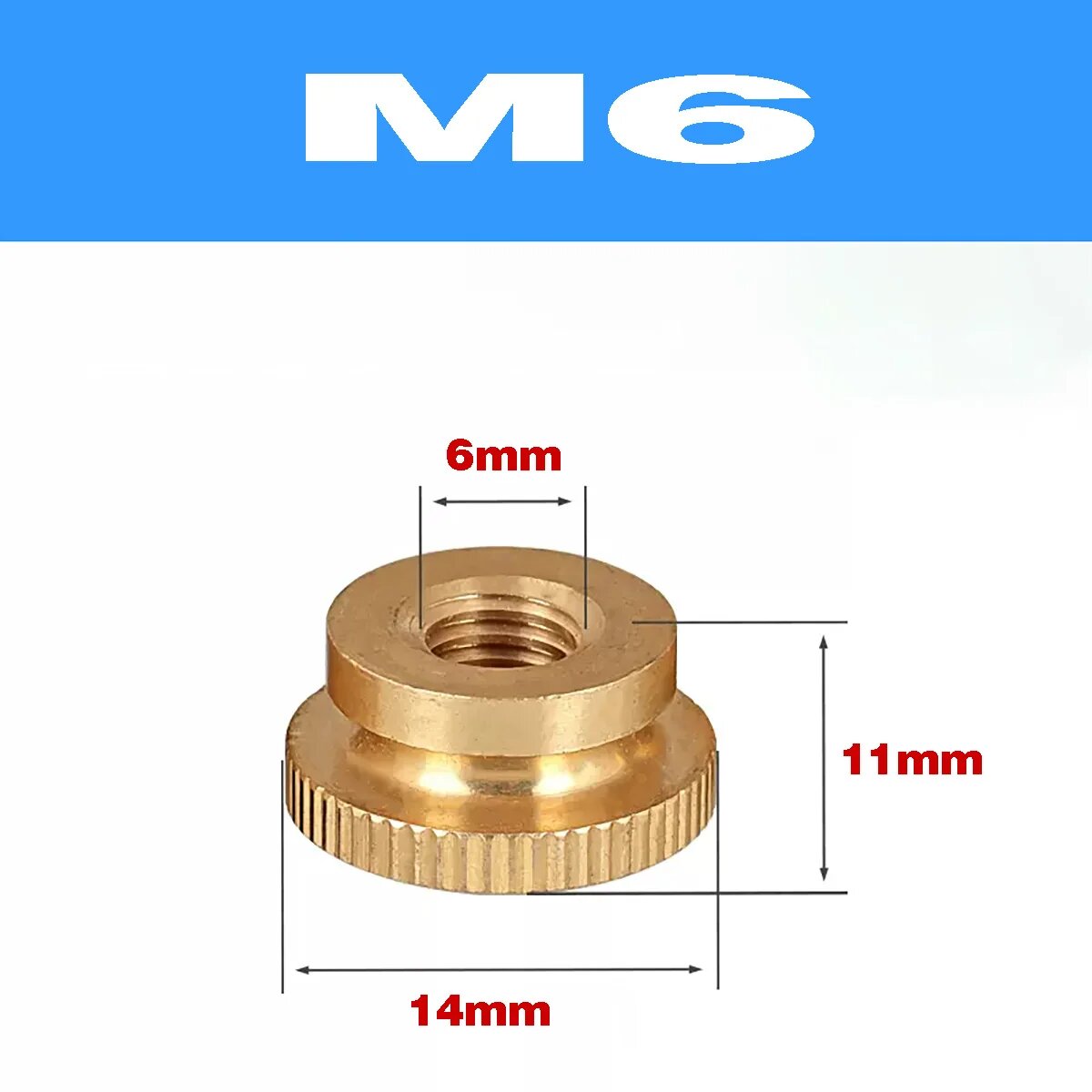Латунная гайка M6, цвет: 2pcs