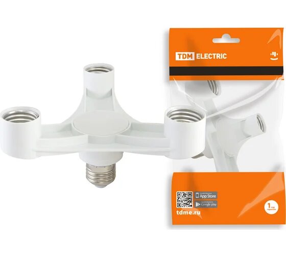 Переходник TDM Е27-3хЕ27, белый