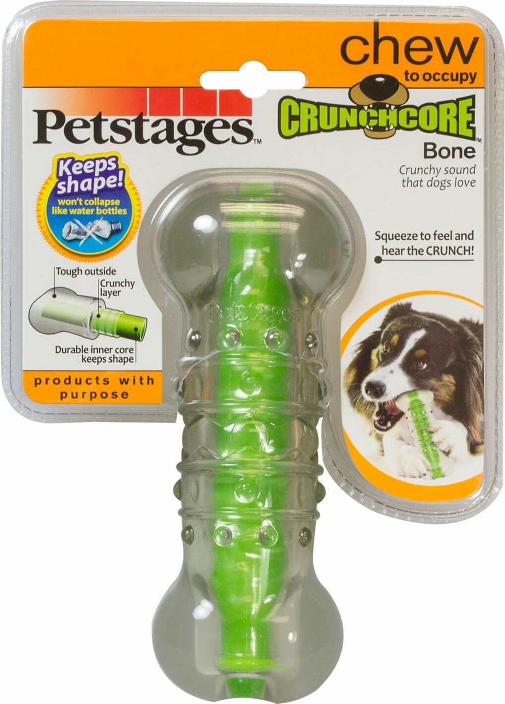 Petstages / Игрушка Петстейджес для собак Хрустящая косточка Резиновая L 15 см