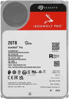 ST20000NT001 / Жесткий диск Seagate Ironwolf Pro ST20000NT001, 20ТБ, HDD, SATA III, 3.5"