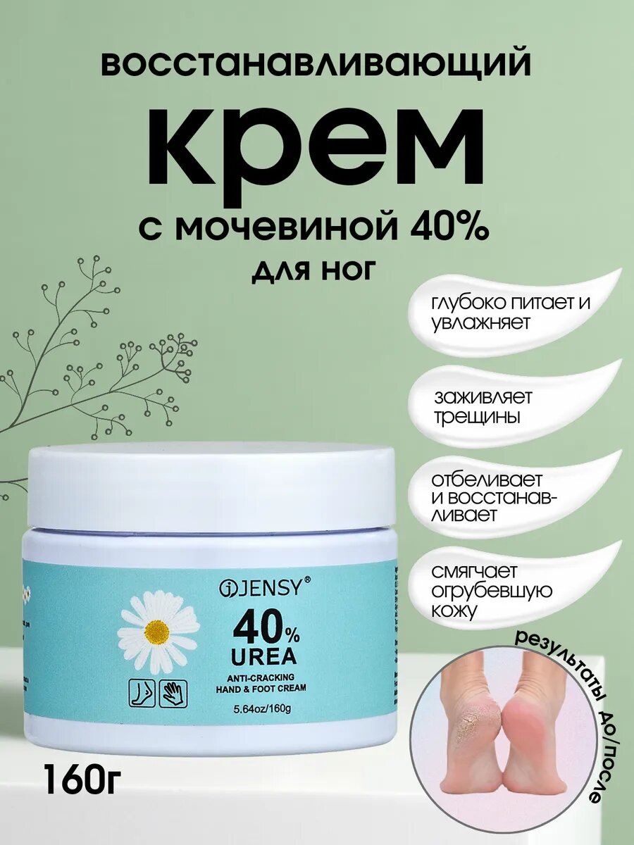 Крем для ног против трещин и натоптышей восстанавливающий с мочевиной 40% 160гр