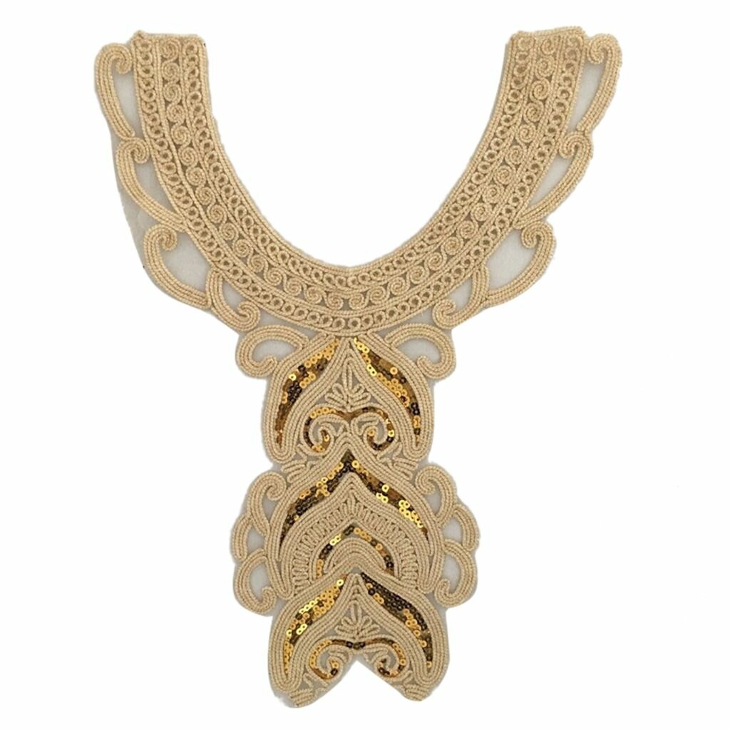 Элегантный вышитый кружевной воротник, декольте, аппликации, отделка с блестками, пришивные нашивки в этническом стиле для модных женщин