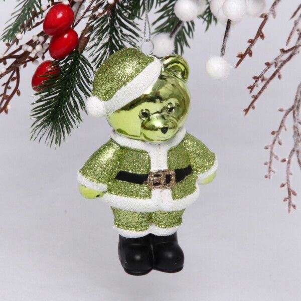 Елочная игрушка Серпантин Волшебный медвежонок 8х5х12 см, цвет зеленый