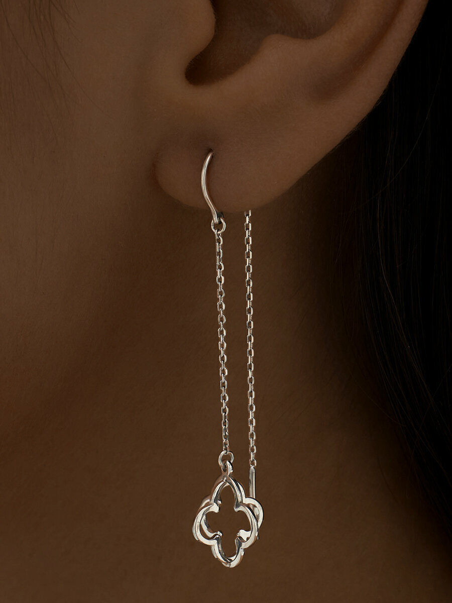 Серьги цепочки, серебро, 925 проба, родирование