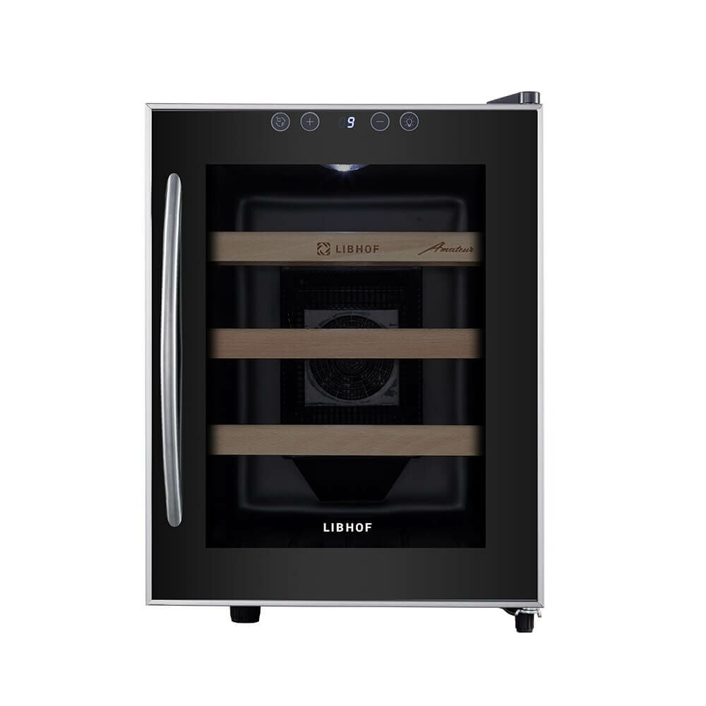 Винный шкаф Libhof AM-12, монотемпературный, индикация температуры, черный, 33л