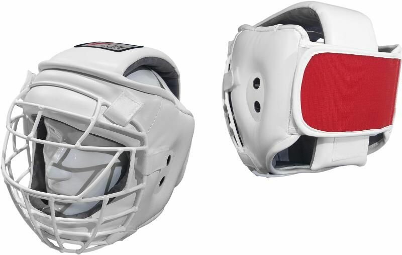 Ш4601sИВ Шлем с маской ТИТАН-6 для каратэ, иск. кожа, р. S (цвет белый)