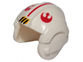Minifigure, Headgear Helmet SW Rebel Pilot with Red Rebel Alliance Symbol and Stripe Pattern, x164px2 White U