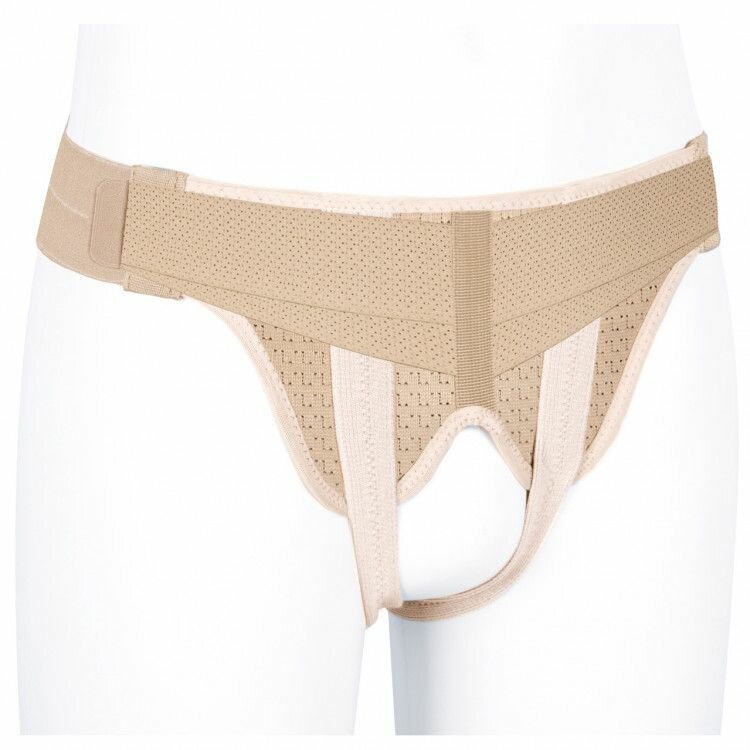 Бандаж грыжевой паховый с 2-я съемными двойными пелотами, с дополнительной стяжкой Экотен ГПП-443Н Бежевый, L
