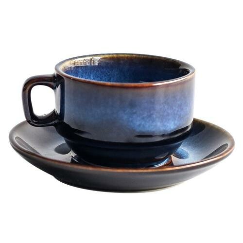 Conjunto De Chávena De Café Cerámica, Azul Profundo, Olho De Gato, Chá, Antigo, Cor, Expresso, Presente, Frete Grátis