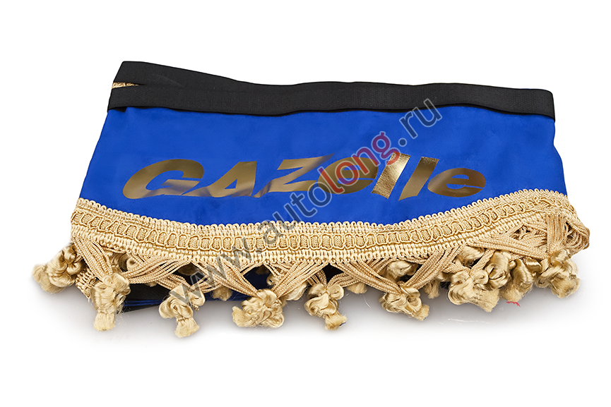 Ламбрекен лобового стекла и угол газель (польская ткань) Синий с золотистым